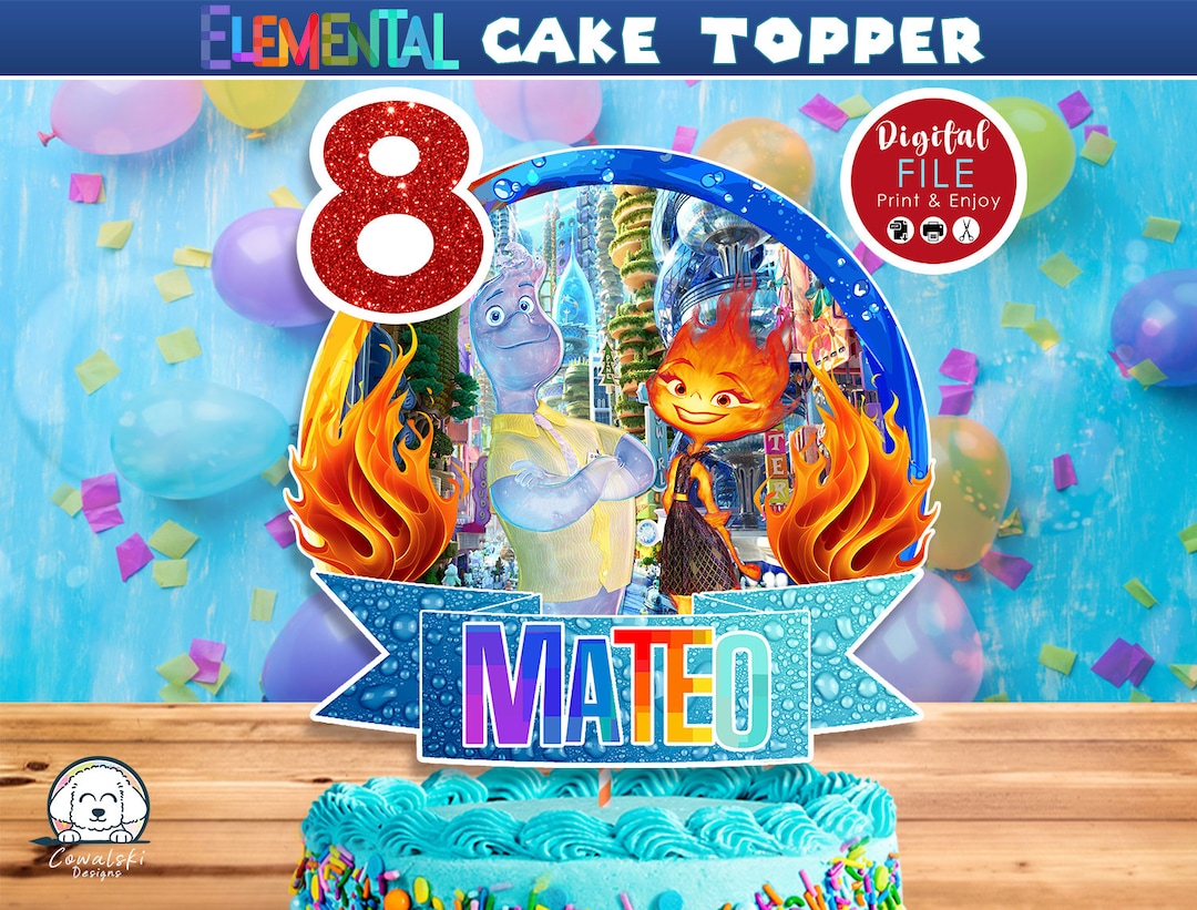 Topper de pastel elemental, decoración elemental, fiesta de pastel ...