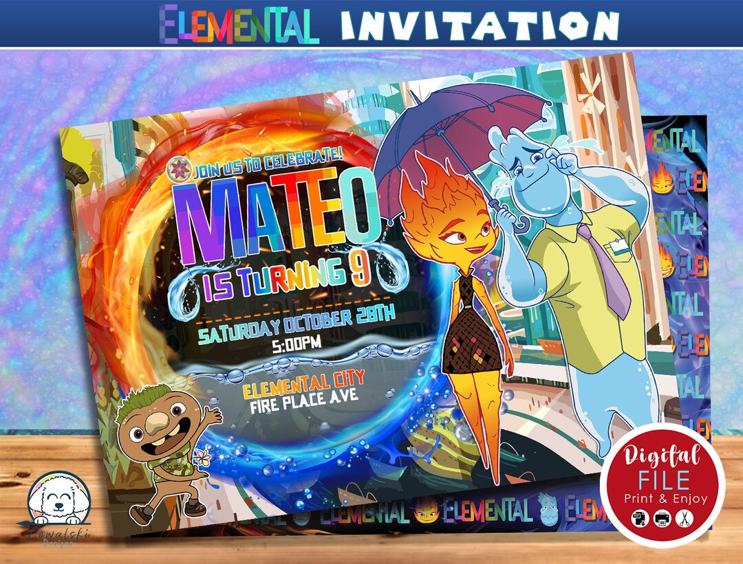 Elemental Digital Invitation, Elemental Birthday Invitation, Elemental ...