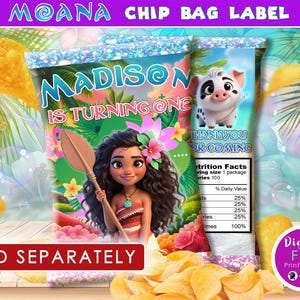 Moana Birthday Party Favor Stickers, 3.5 Inch Circle (digital) - Etsy