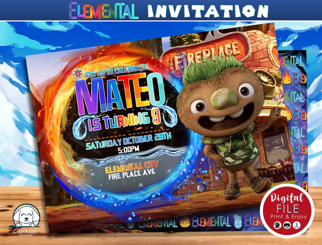 Elemental Digital Invitation, Elemental Birthday Invitation, Elemental ...