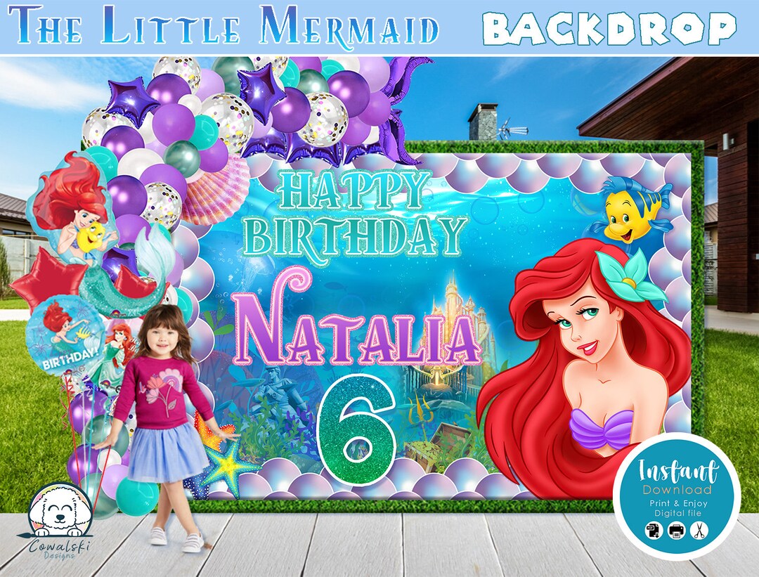 Little Mermaid Personalized Birthday Backdrop Little Mermaid - Etsy