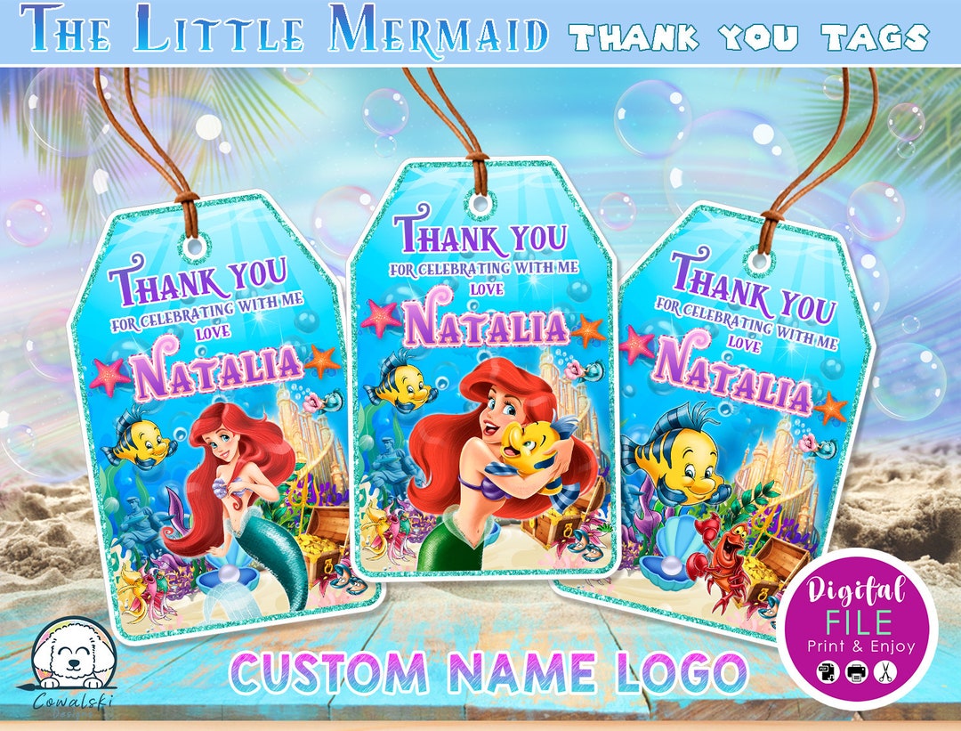 Little Mermaid Favor Tags, Little Mermaid Thank You Tags, Little ...