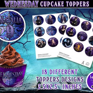 Wednesday Cupcake Toppers, Wednesday Cupcake Decoration, Wednesday ...