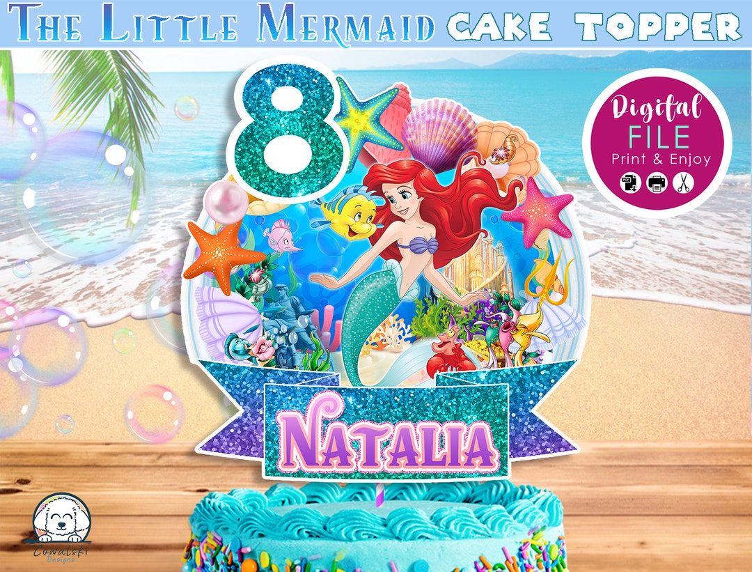 Little Mermaid Cake Topper, Little Mermaid Cake Decoration, Cake Party ...