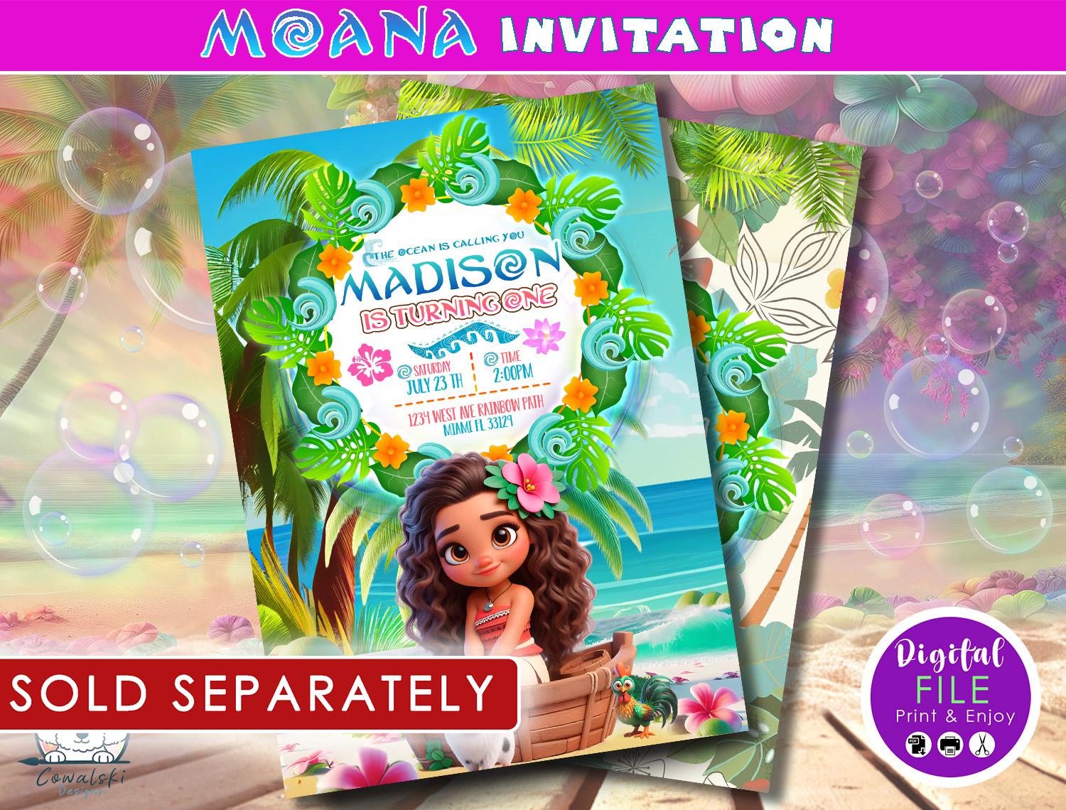 Baby Moana Round Sticker Birthday Party Favor Tags Baby Moana 3.5 Inch ...