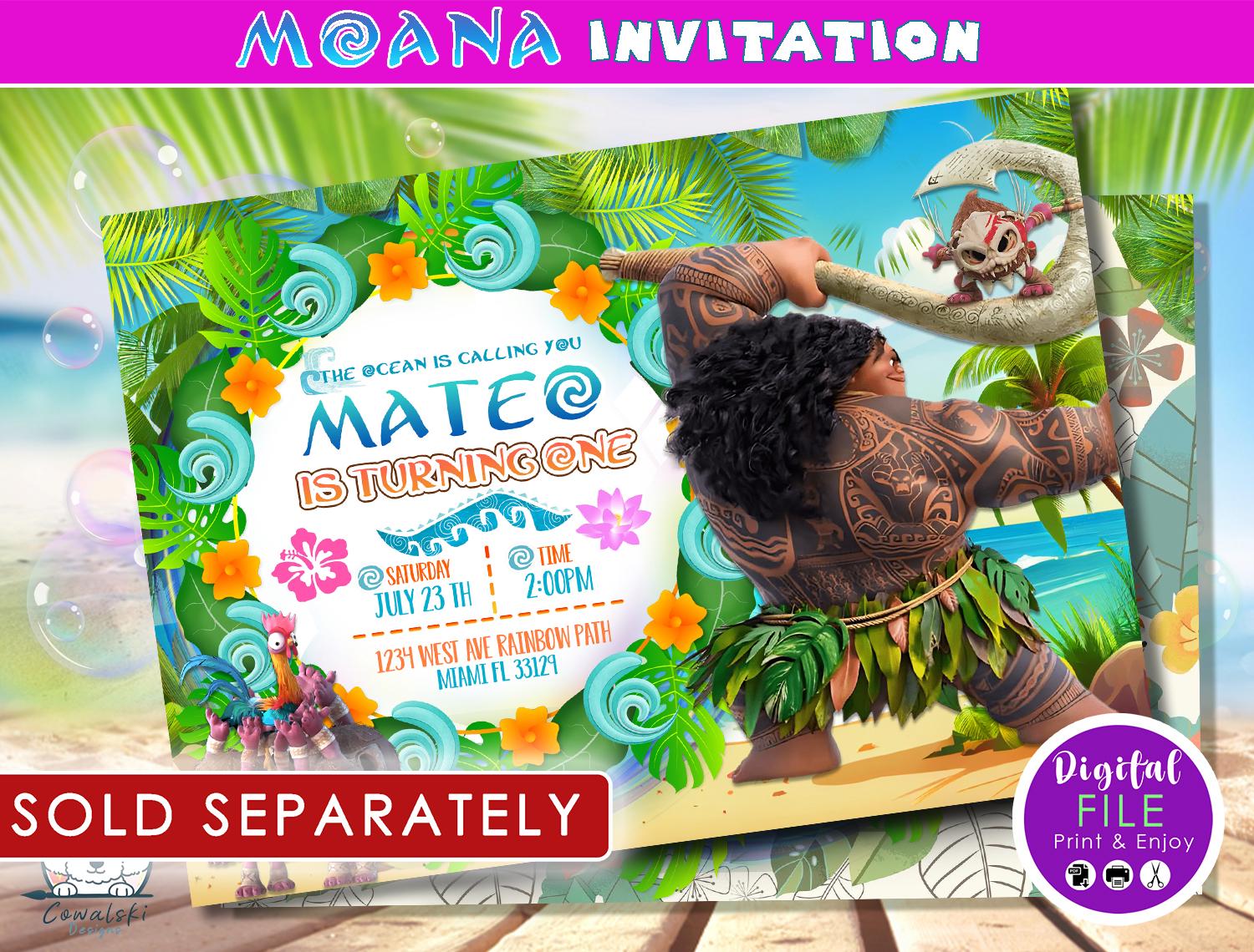 Moana Round Sticker, Birthday Party Favor Tags, Moana 3.5 Inch Circle ...