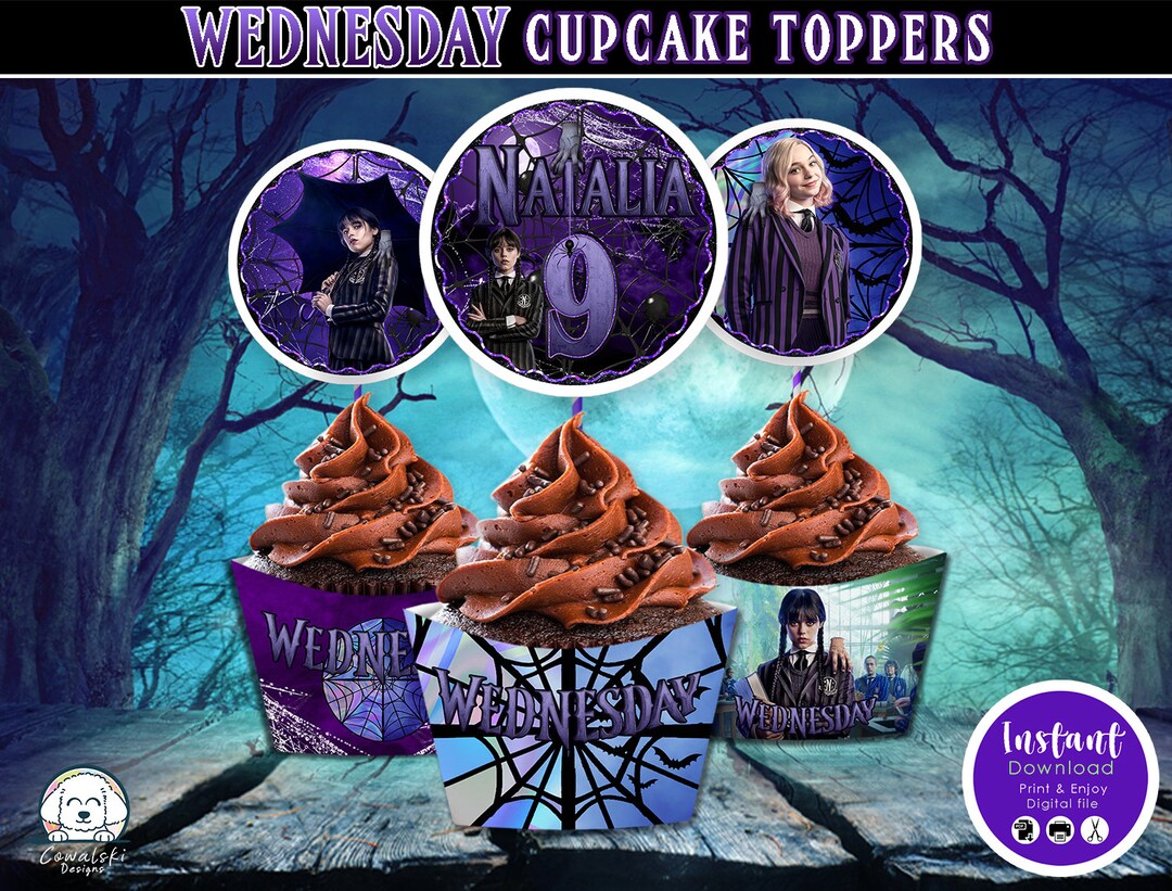 Wednesday Cupcake Toppers, Wednesday Cupcake Decoration, Wednesday ...