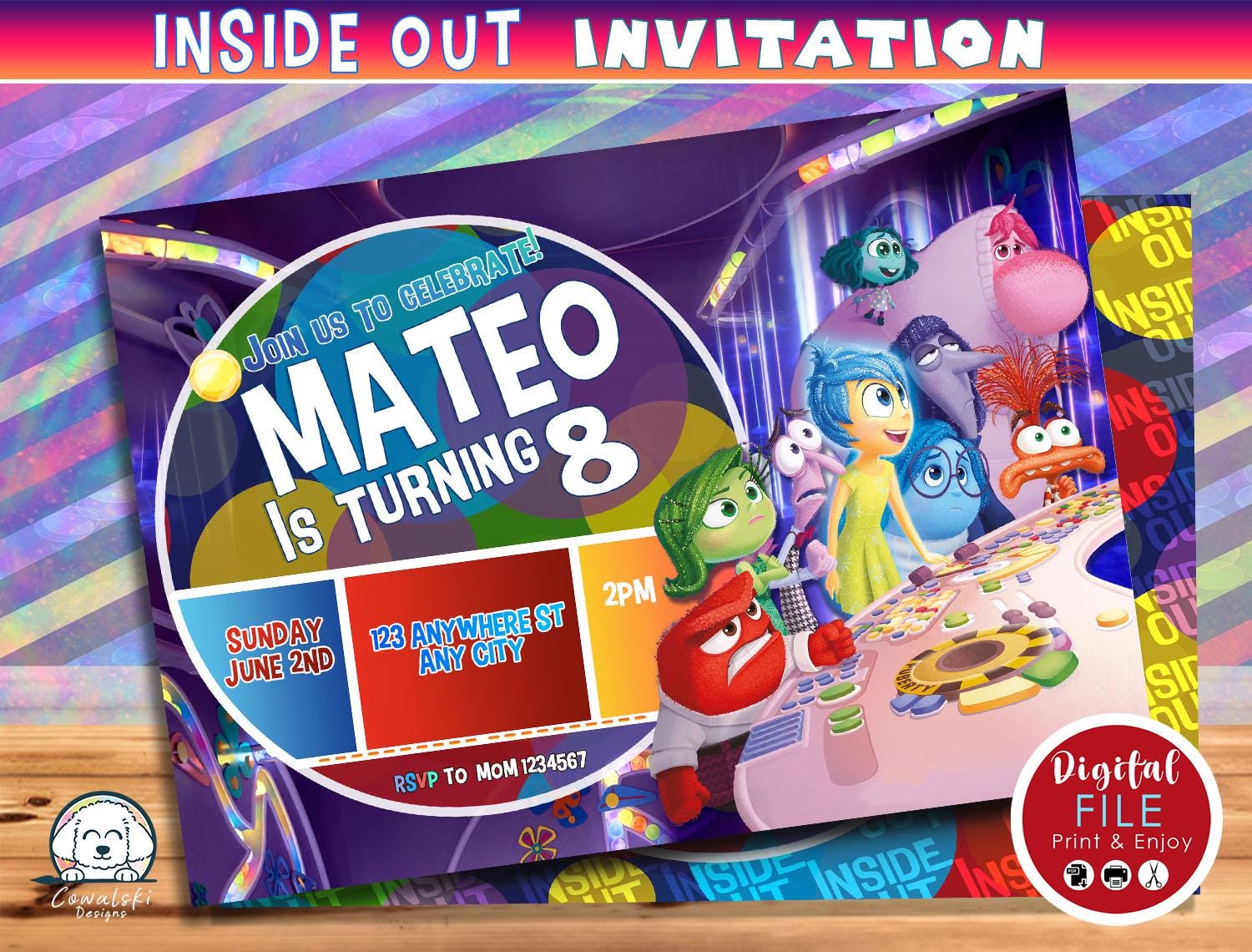 Inside Out Digital Invitation, Inside Out Digital Invitation Birthday ...