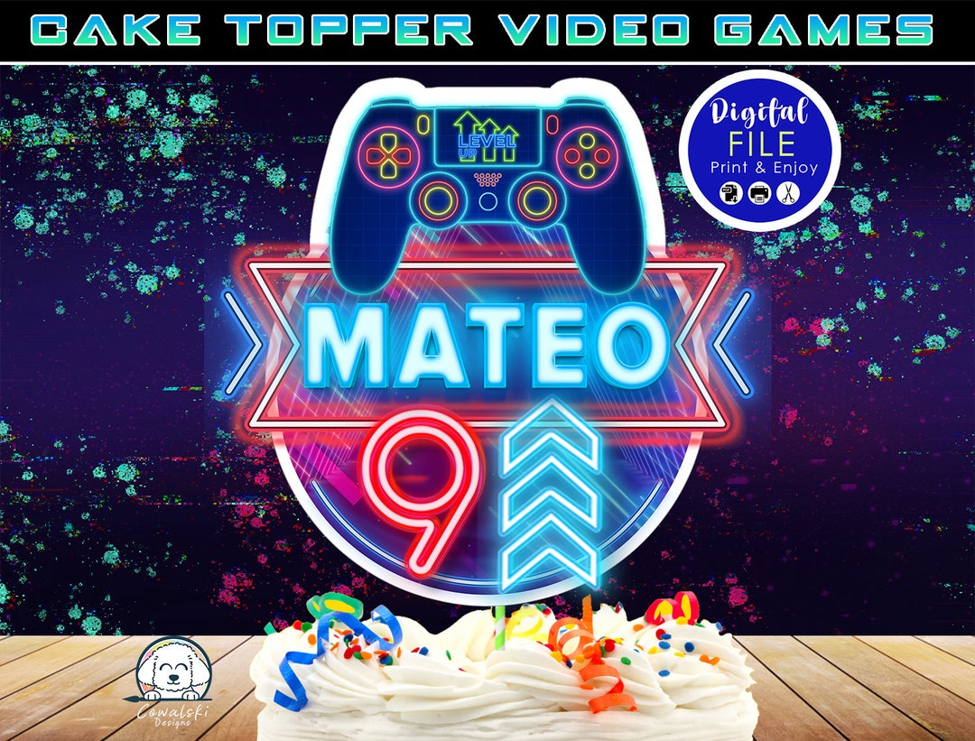 Level Up Cake Topper Gaming Cake Topper Birthday Party Gaming