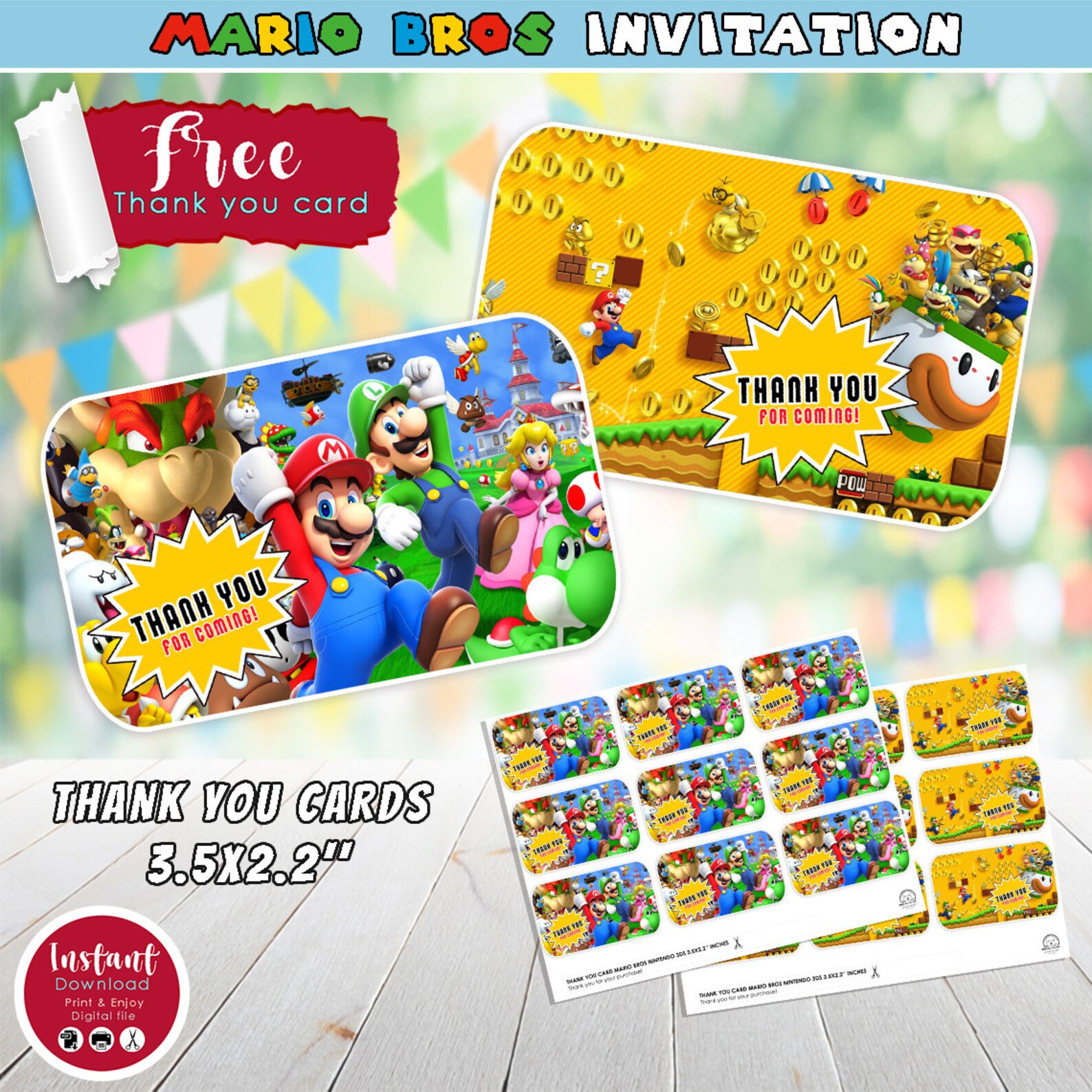 Super Mario Bros Digital Invitation Mario Bros Digital | Etsy