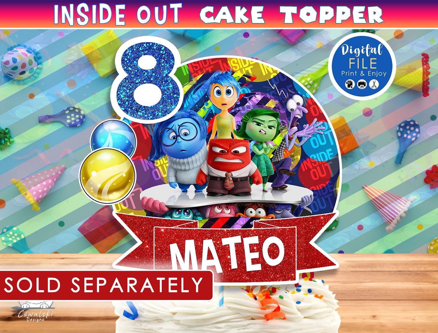 Inside Out Cake Topper, Inside Out Decoration, Cake Party, Inside Out ...