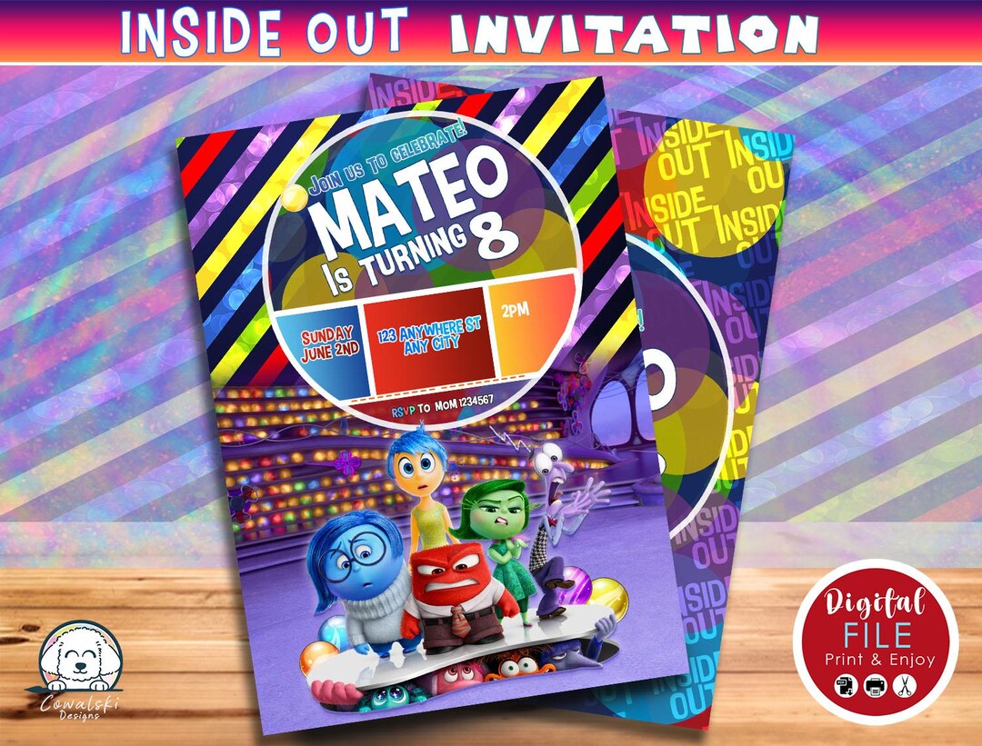 Inside Out Digital Invitation, Inside Out Digital Invitation Birthday ...