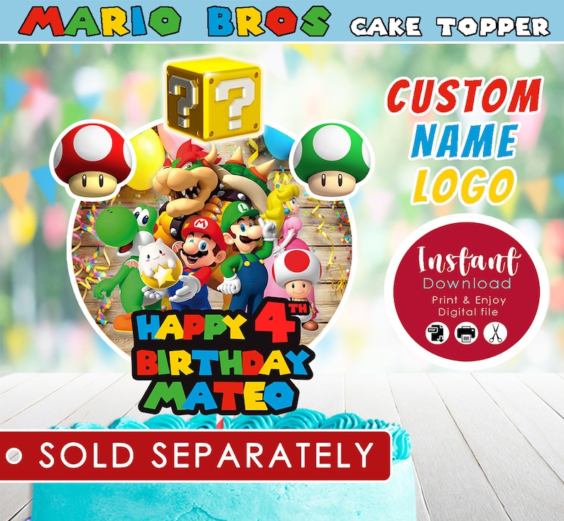 Princess Peach Cake Topper, DIGITAL, Princess Peach Cake Topper ...