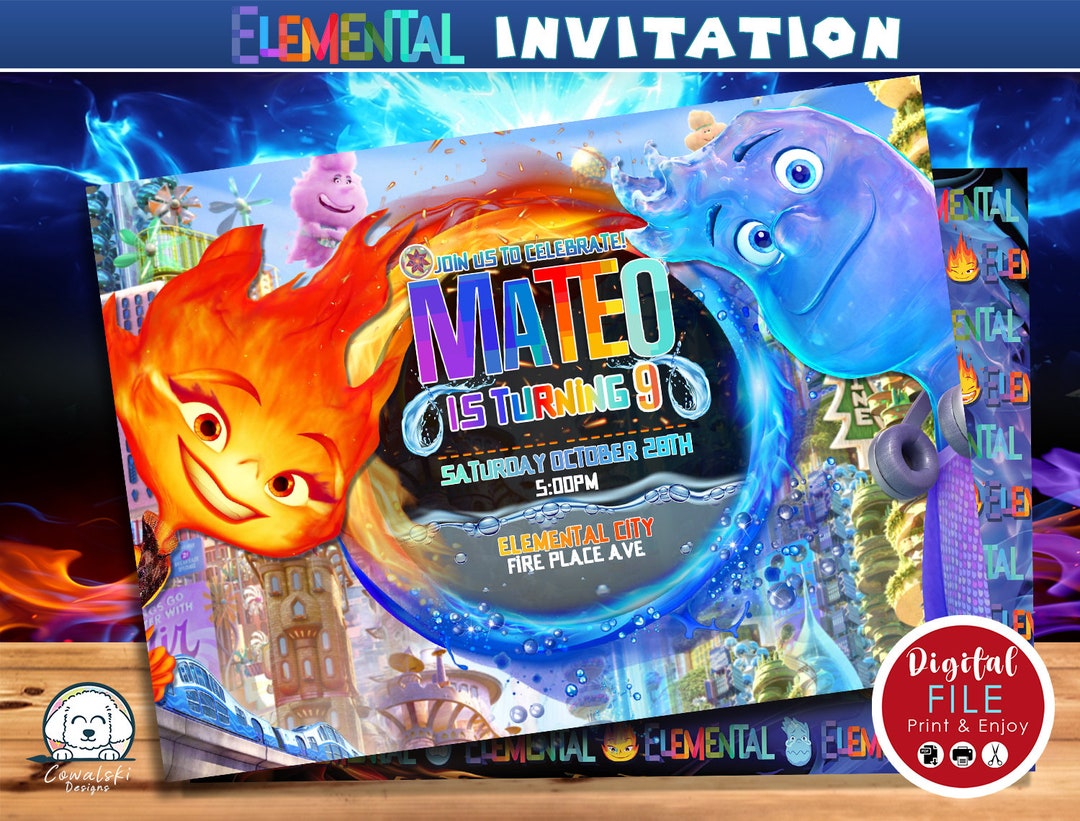 Elemental Digital Invitation, Elemental Birthday Invitation, Elemental ...