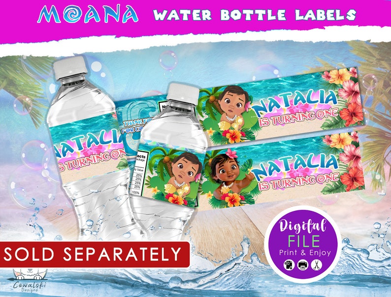 Baby Moana Round Sticker Birthday Party Favor Tags Baby Moana 3.5 Inch ...