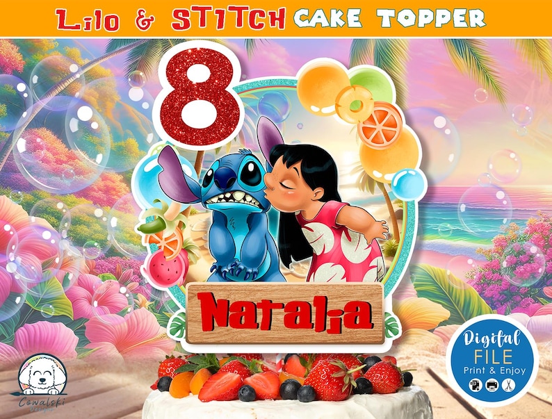 Personalized Lilo and Stitch Cake Topper (digital) - Etsy