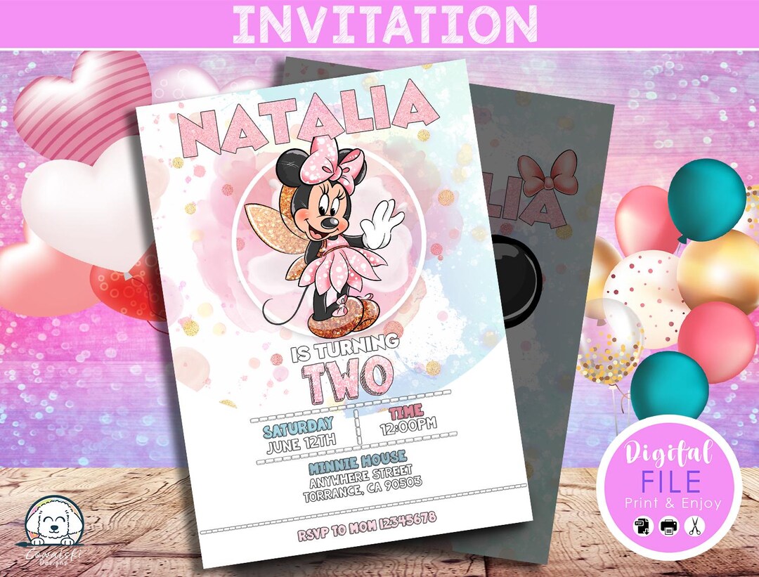 Minnie Mouse Birthday Invitation, Minnie Mouse Birthday Invitation ...