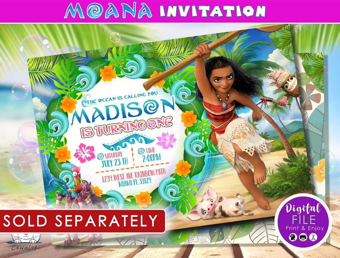 Moana Round Sticker, Birthday Party Favor Tags, Moana 3.5 Inch Circle ...