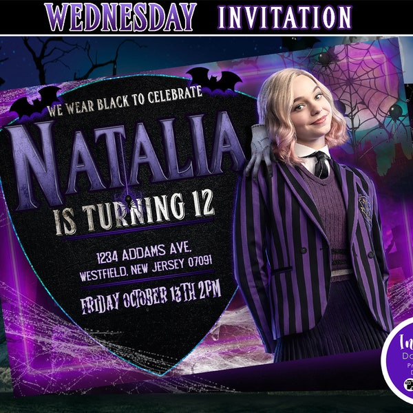 Enid and Wednesday Party Invite - Etsy