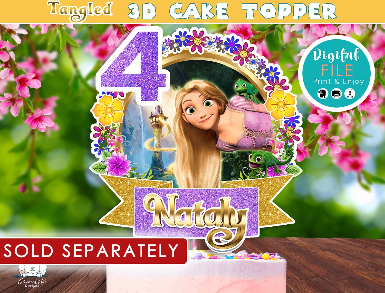 Tangled Cake Topper, Tangled Cake Decoration, DIGITAL, Tangled Cake ...