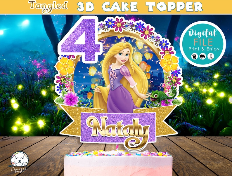 Tangled Cake Topper, Tangled Cake Decoration, DIGITAL, Tangled Cake ...