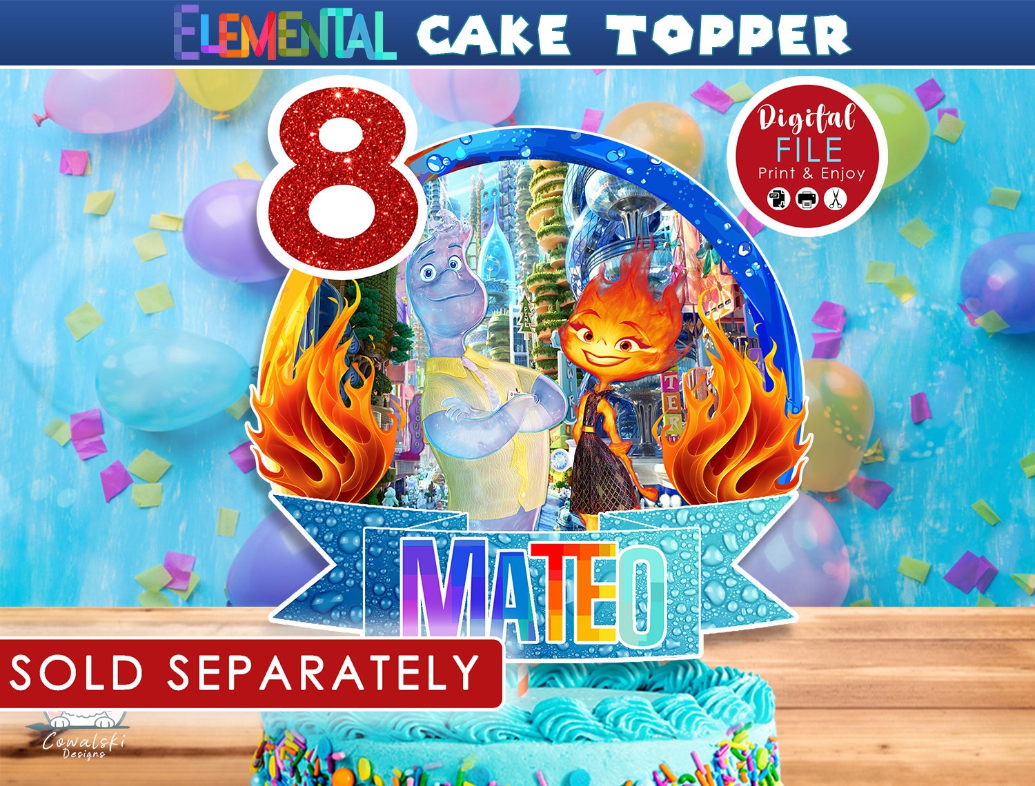 Elemental Cake Topper, Elemental Decoration, Cake Party, Elemental ...