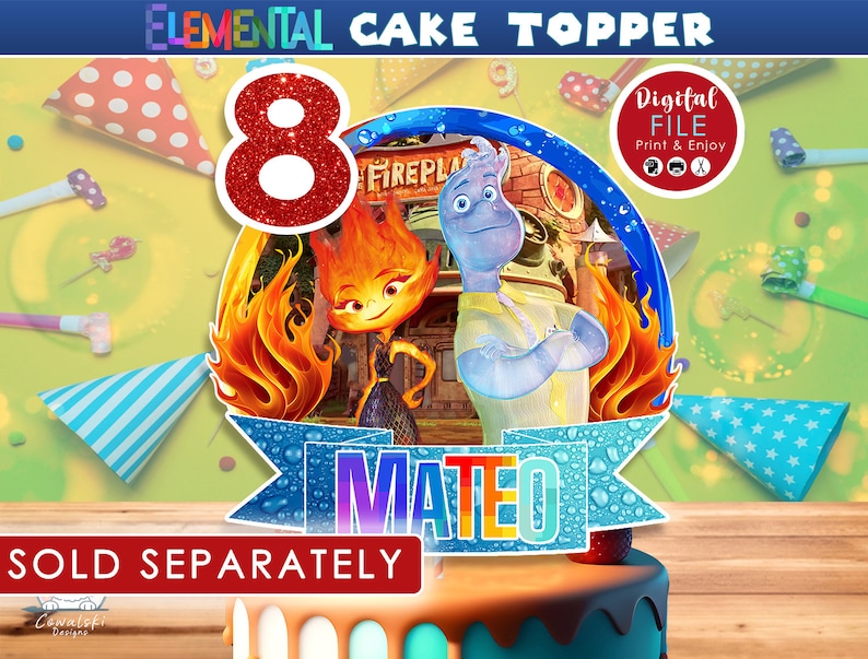 Elemental Cake Topper, Elemental Decoration, Cake Party, Elemental ...