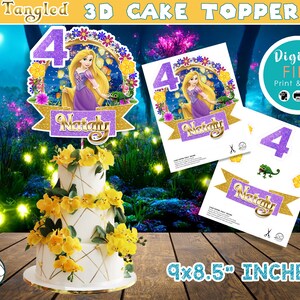 Tangled Cake Topper, Tangled Cake Decoration, DIGITAL, Tangled Cake ...
