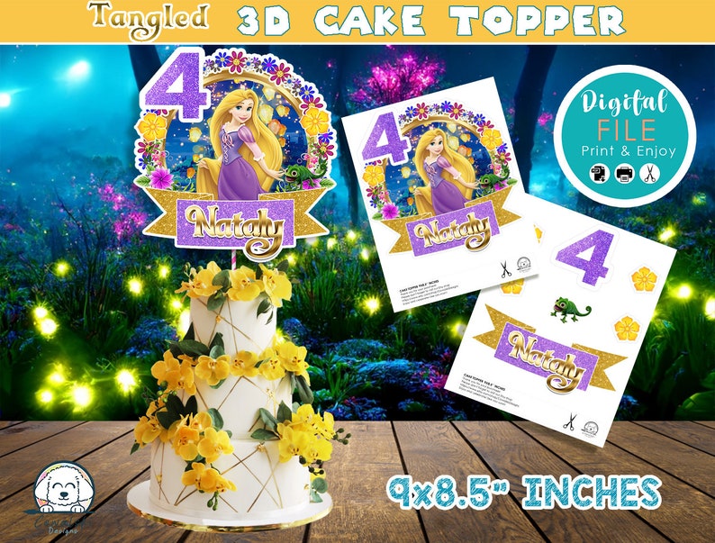 Tangled Cake Topper, Tangled Cake Decoration, DIGITAL, Tangled Cake ...