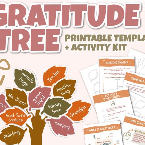 Gratitude Tree Activity Kit Printable Template Kids - Etsy