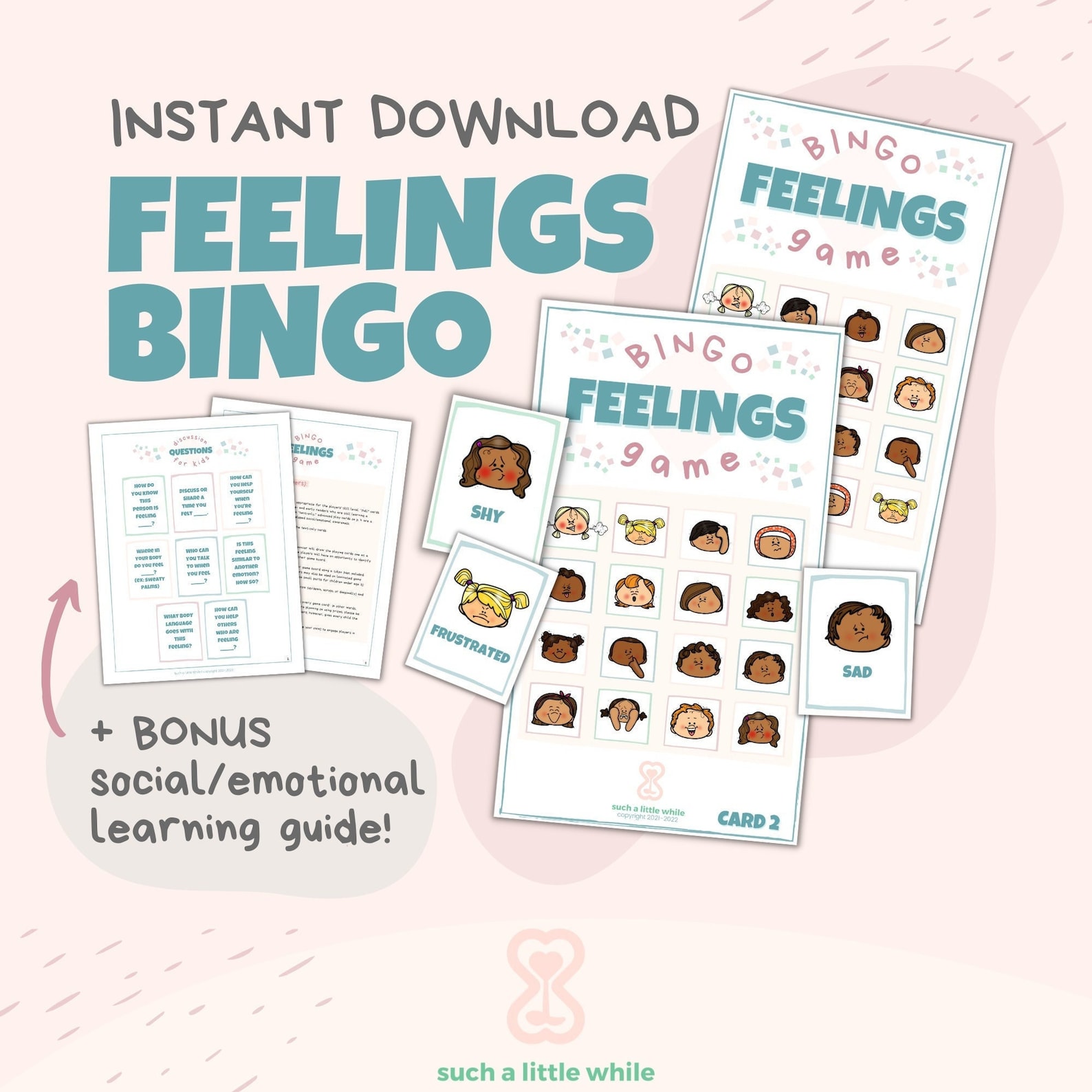 Feelings Bingo Game for Kids | PRINTABLE PDF Emotions Cards | Mental ...
