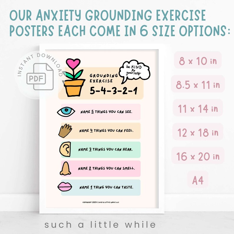 Anxiety Activities for Kids PDF Bundle | SEL Grounding Activities, List ...