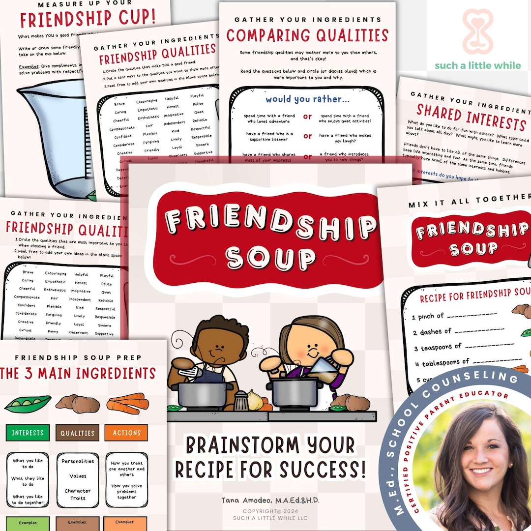 Friendship Soup Activity for Kids PDF Worksheets | Social Skills for ...