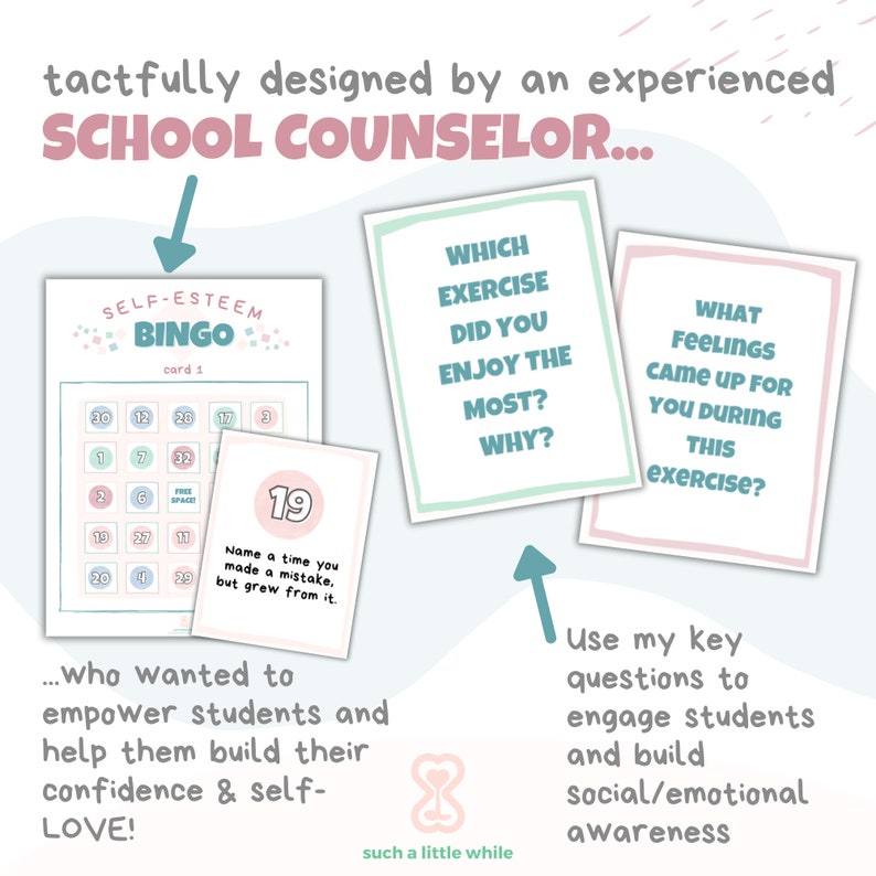 Self-esteem Bingo Game Printable PDF for Elementary & Middle School ...