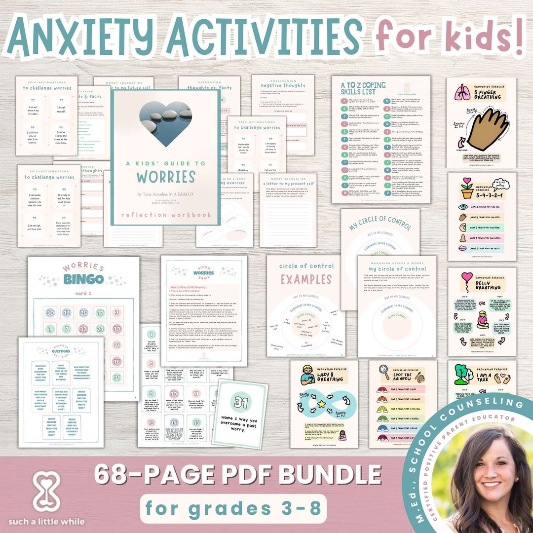 Anxiety Activities for Kids PDF Bundle | SEL Grounding Activities, List ...