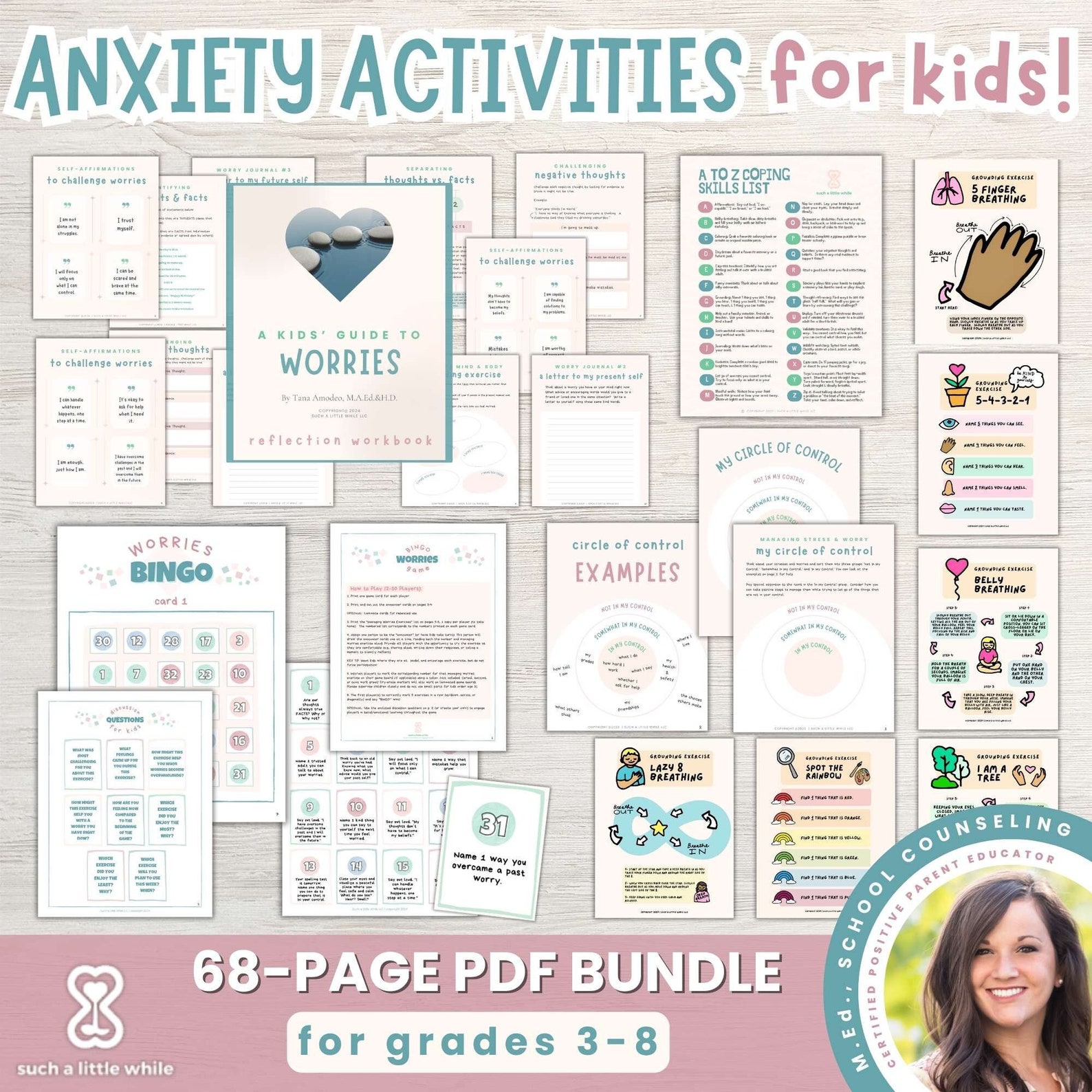 Anxiety Activities for Kids PDF Bundle | SEL Grounding Activities, List ...