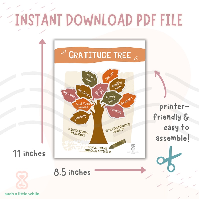 Gratitude Tree Activity Kit | Printable Template | Kids Thanksgiving ...