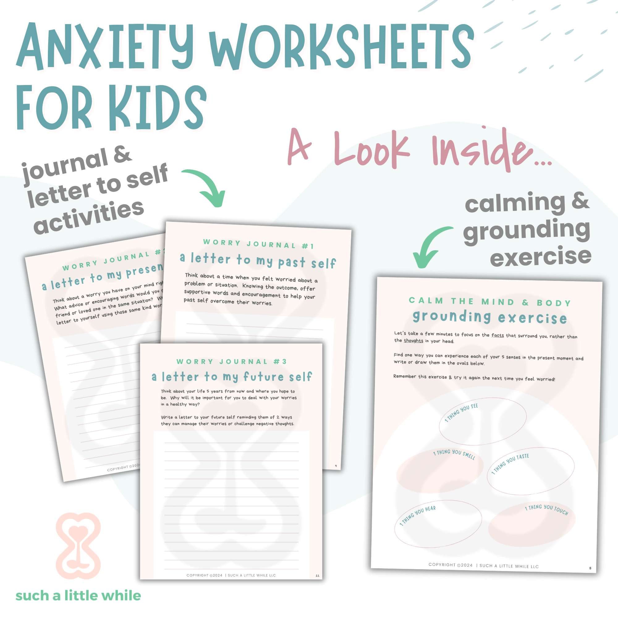 Anxiety Worksheets for Kids | Coping Skills for Worries Workbook ...