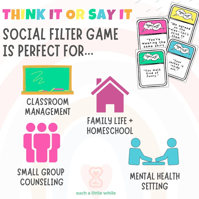 Think It or Say It Social Filter Activity & Kids Game PDF (50 ...