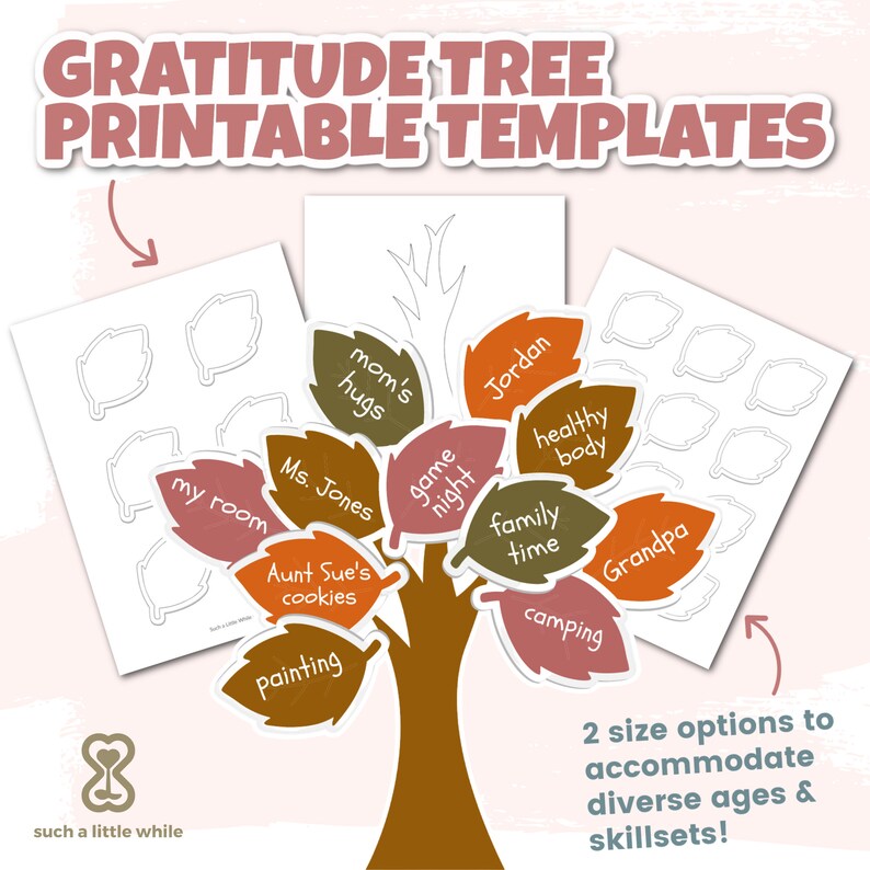 Gratitude Tree Activity Kit | Printable Template | Kids Thanksgiving ...
