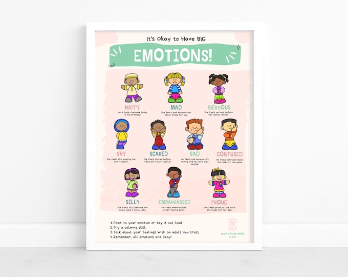 Learning Posters Emotions Chart for Kids Poster, Feelings Chart ...