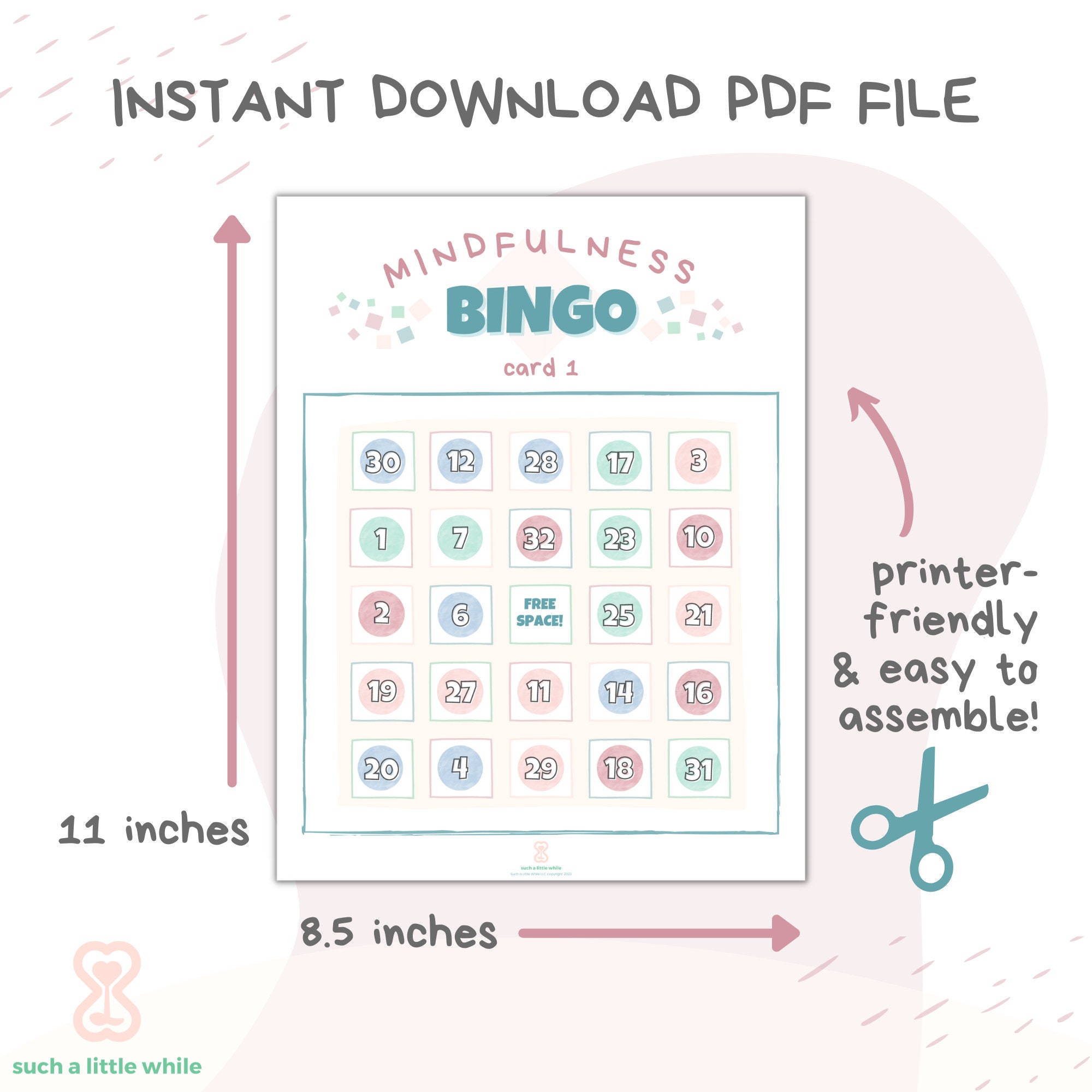 Mindfulness BINGO PDF Game Cards for Kids 32 Printable - Etsy