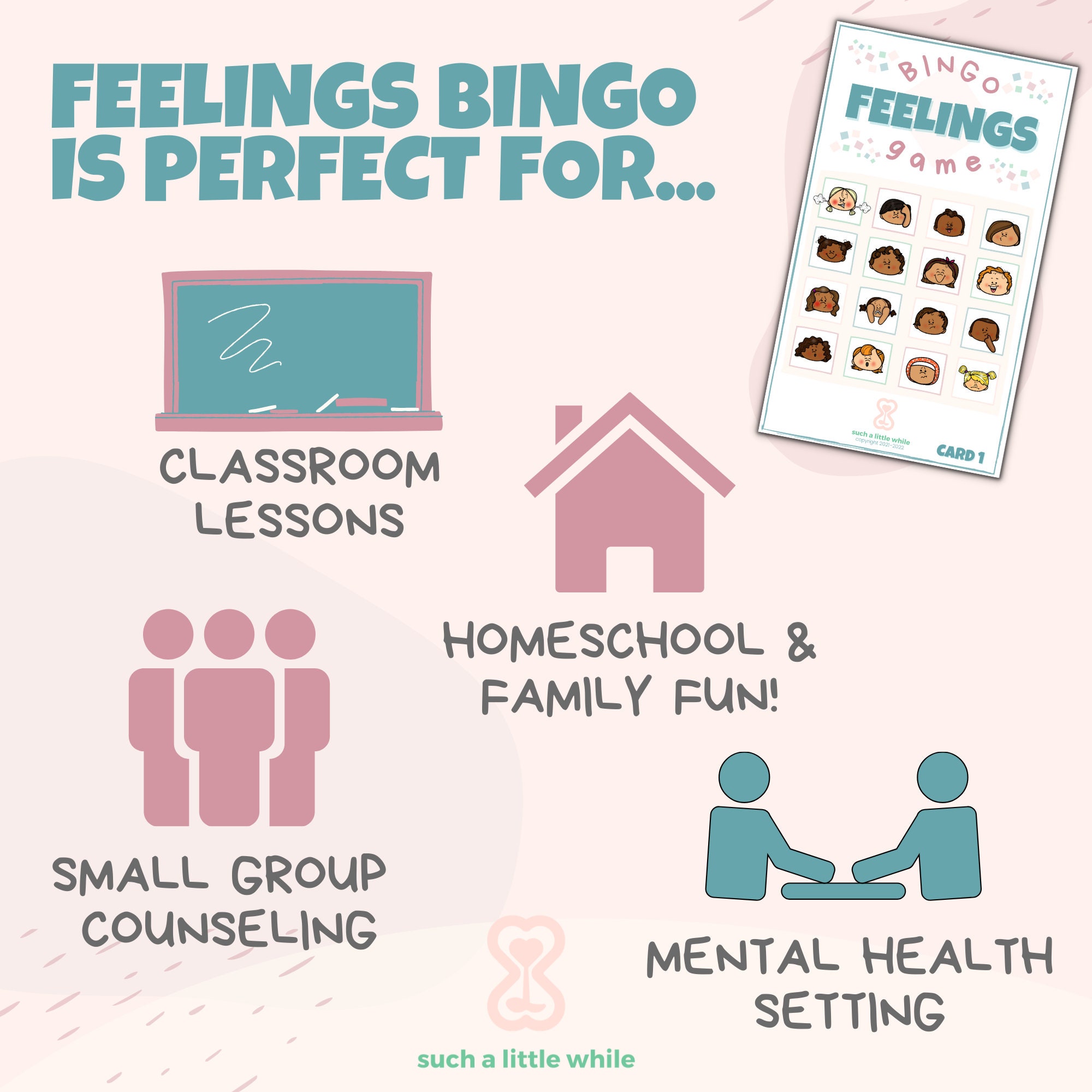 Feelings Bingo Game for Kids | PRINTABLE PDF Emotions Cards | Mental ...