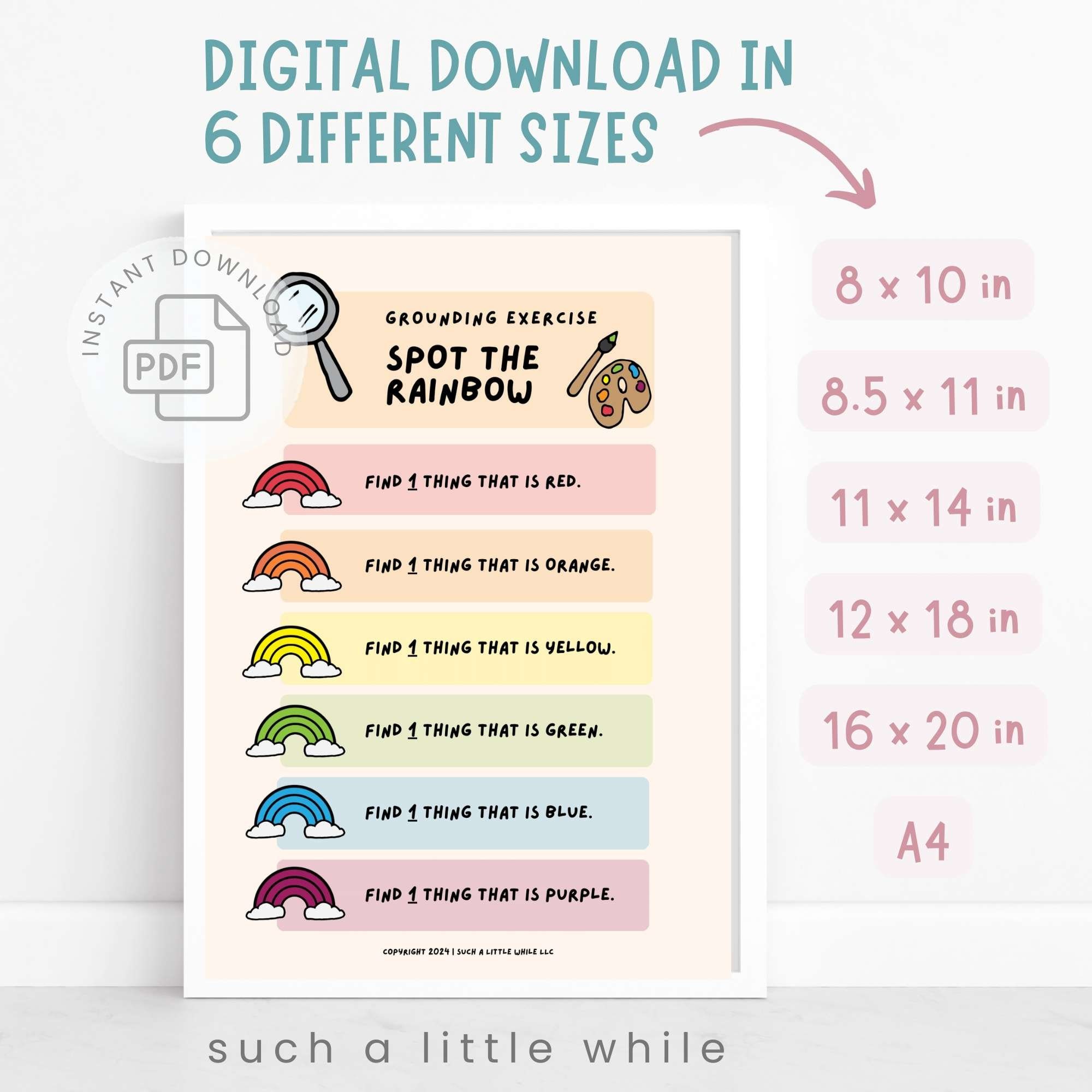 Rainbow Grounding Technique Poster for Kids PDF | Printable Rainbow ...