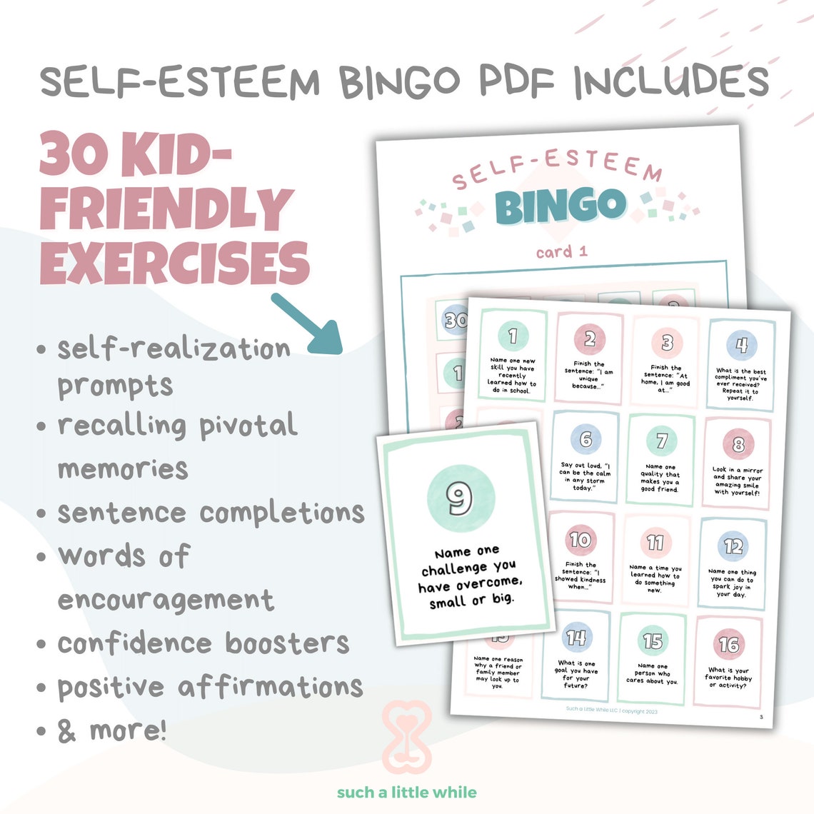 Self-esteem Bingo Game Printable PDF for Elementary & Middle School SEL ...
