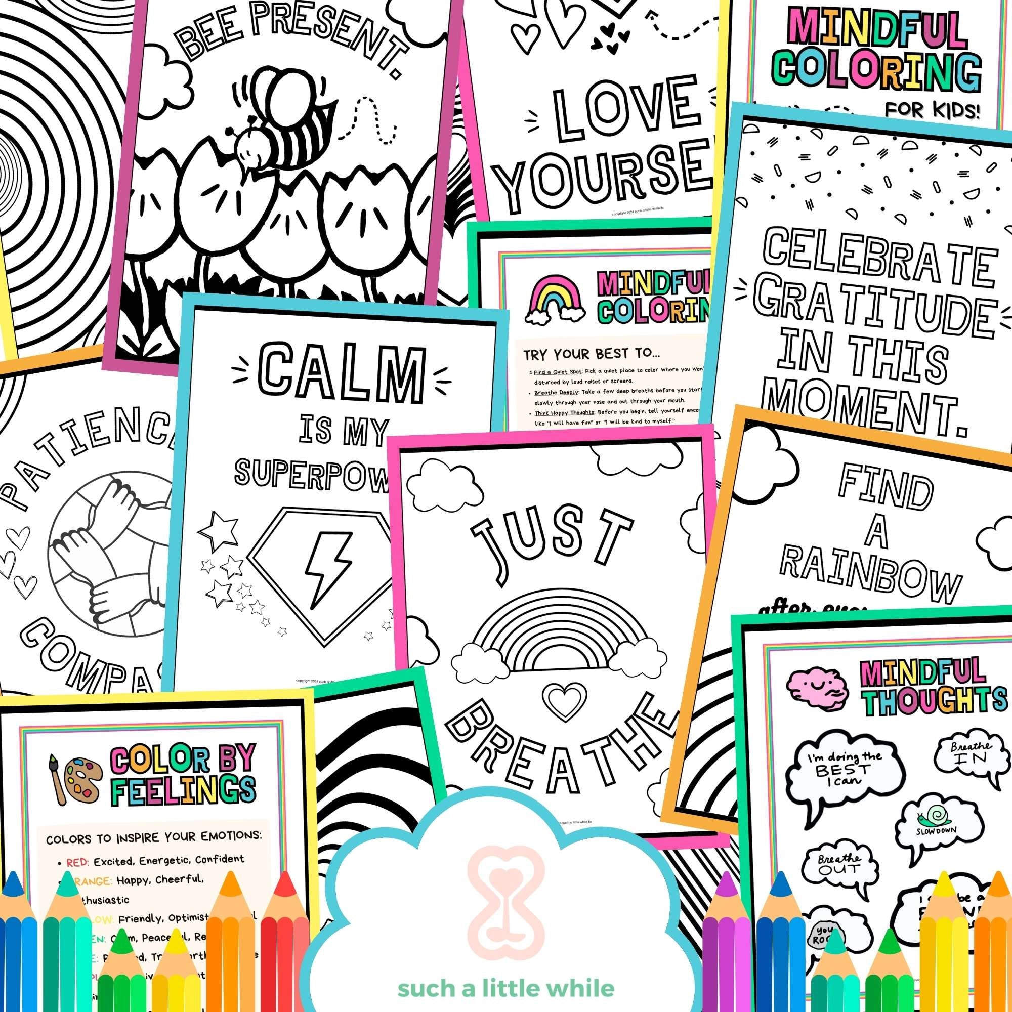 Mindfulness Coloring Printables for Kids | Easy Mindfulness Coloring ...