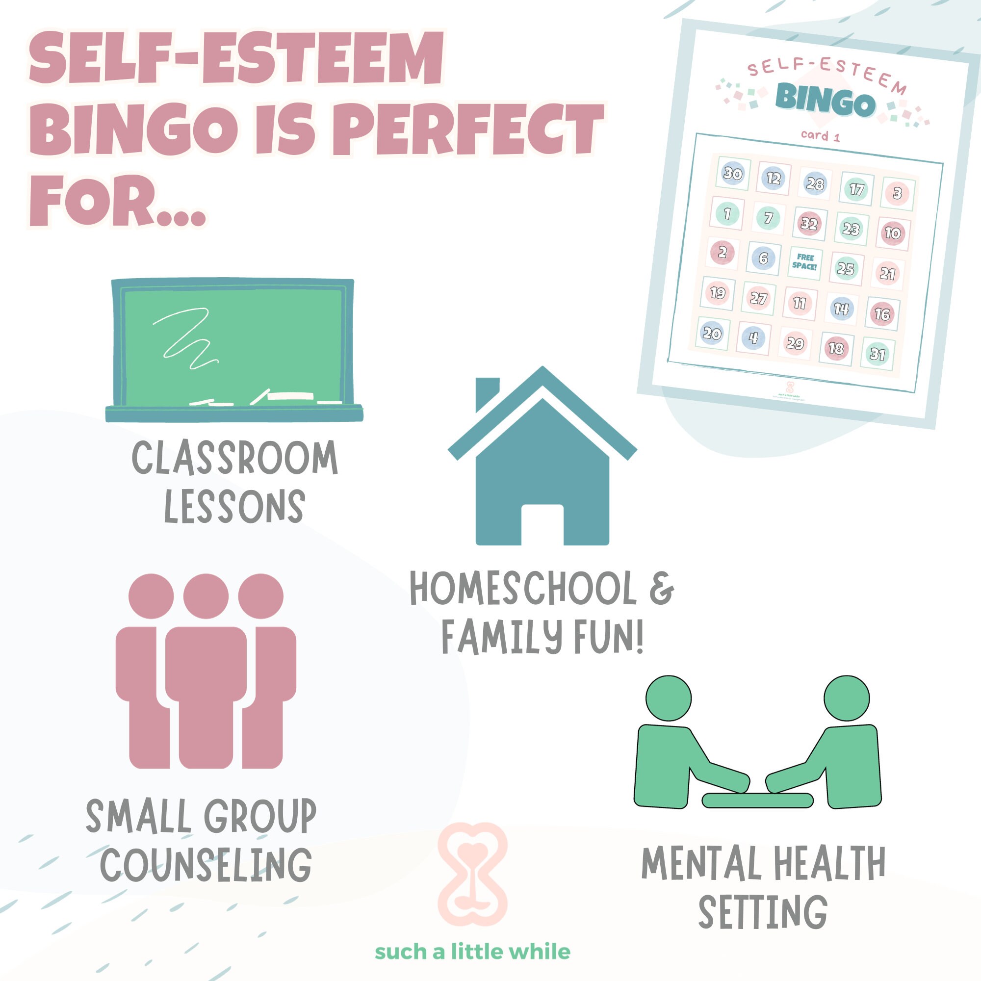 Self-esteem Bingo Game Printable PDF for Elementary & Middle School SEL ...