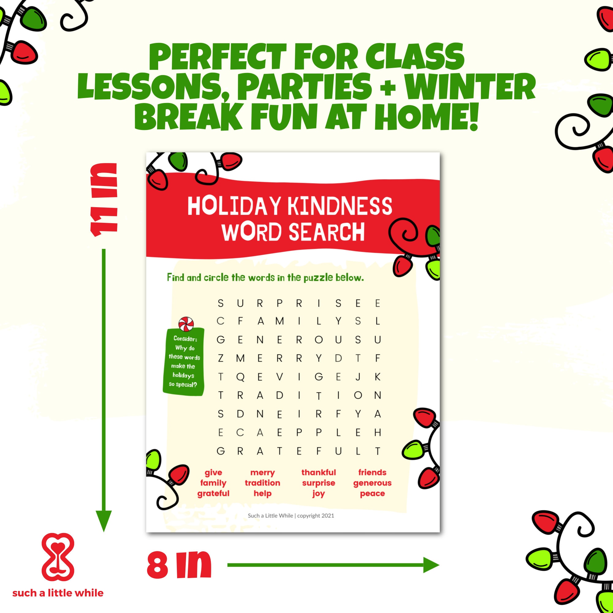 Christmas Word Search for Kids Printable PDF Easy Holiday Word Search ...