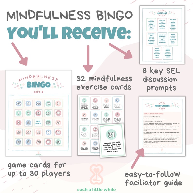 Mindfulness BINGO PDF Game Cards for Kids | 32 Printable Activities for ...