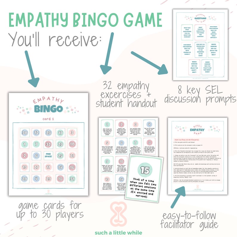 Empathy Bingo Printable PDF for Kids | Empathy Activities, Exercises ...